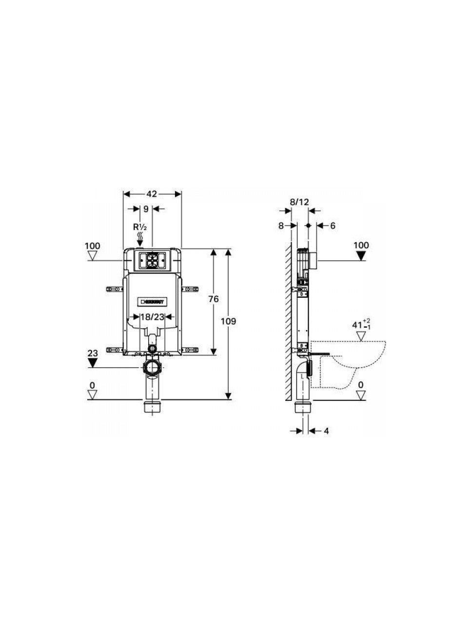 Geberit Alpha Kombifix Duvariçi Gömme Rezervuar Seti 8cm + Beyaz Kapak